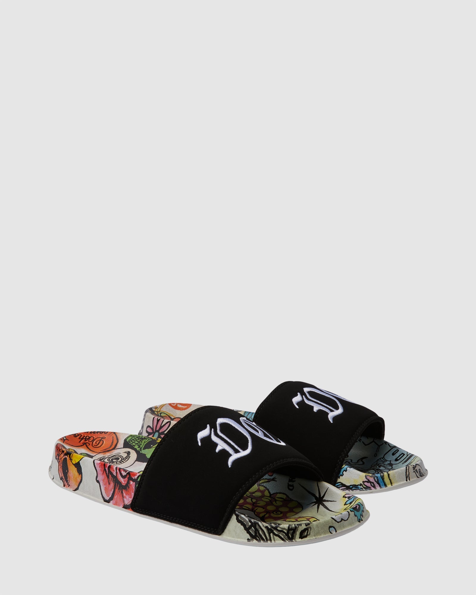 Mens DC Slides SE - BLACK/MULTI/WHITE / 6 | DC Shoes
